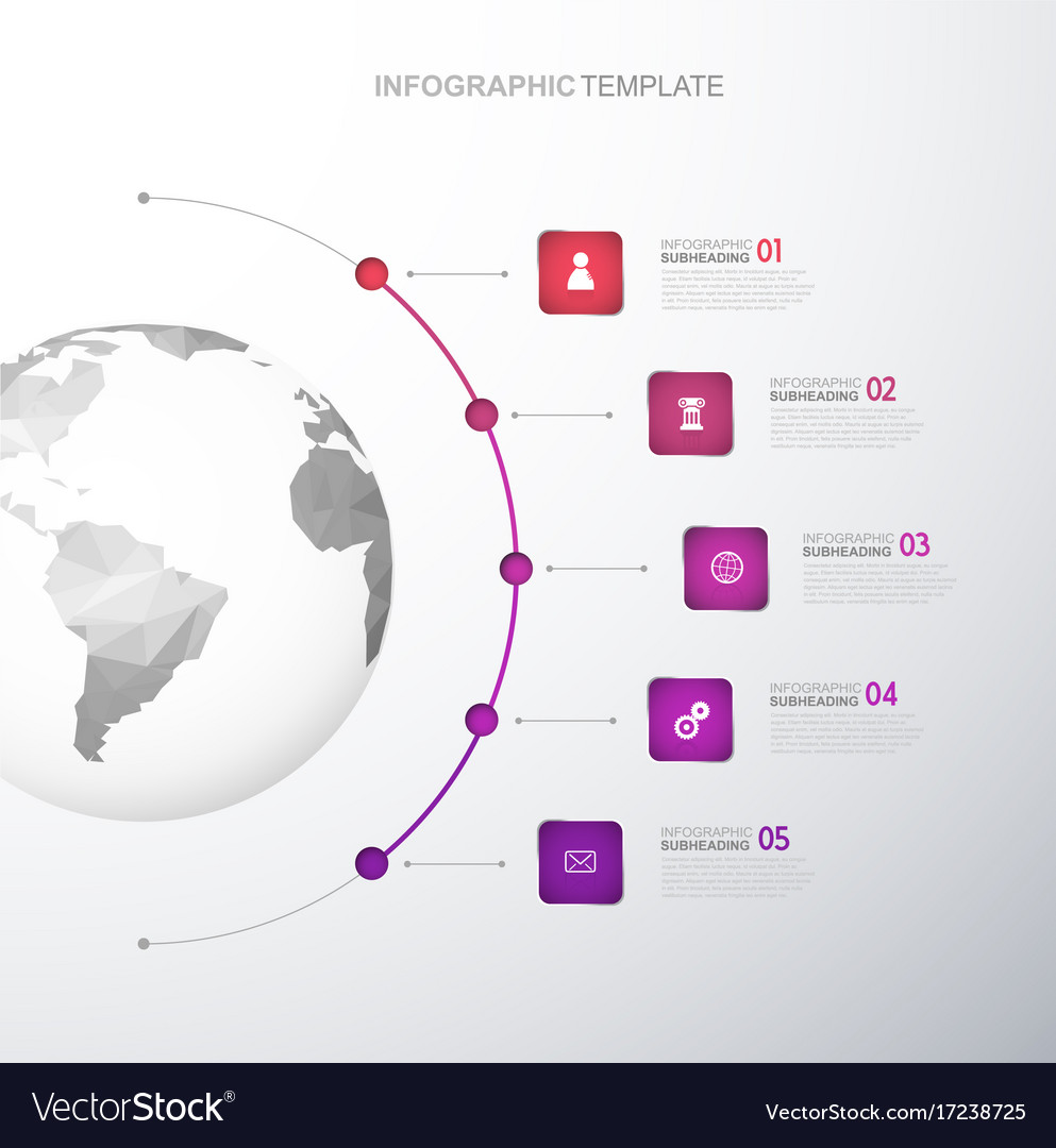 Infographic template with five stripes and icons Vector Image