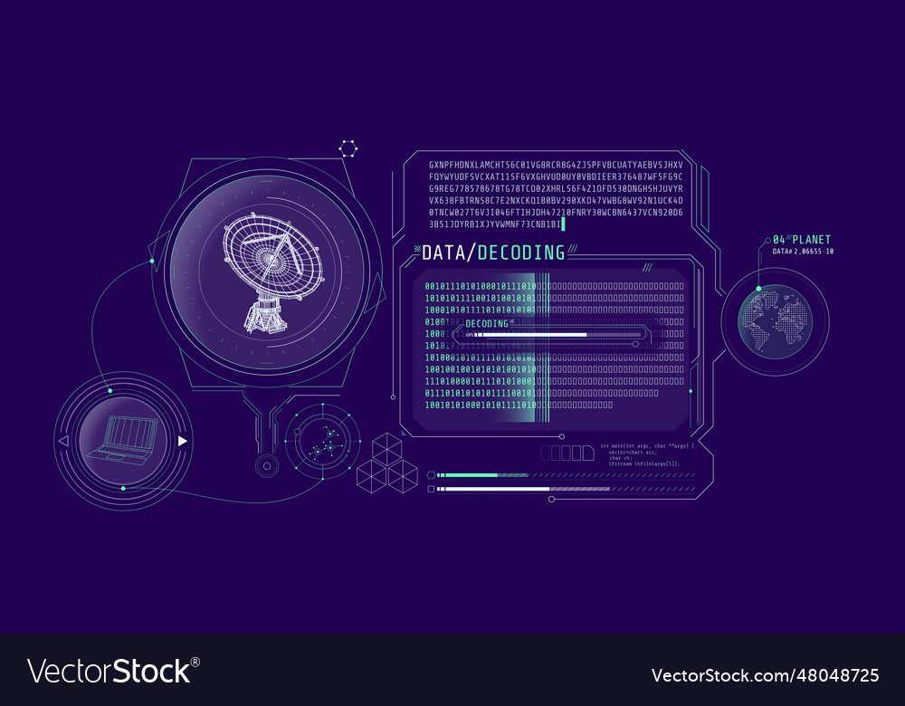Interface screen for decoding radio telescope data