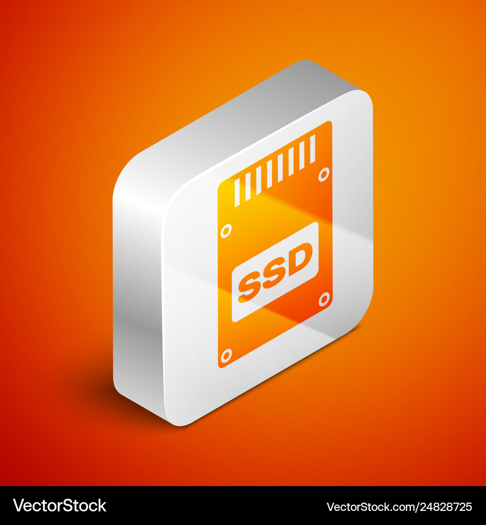 Isometric ssd card icon isolated on orange Vector Image