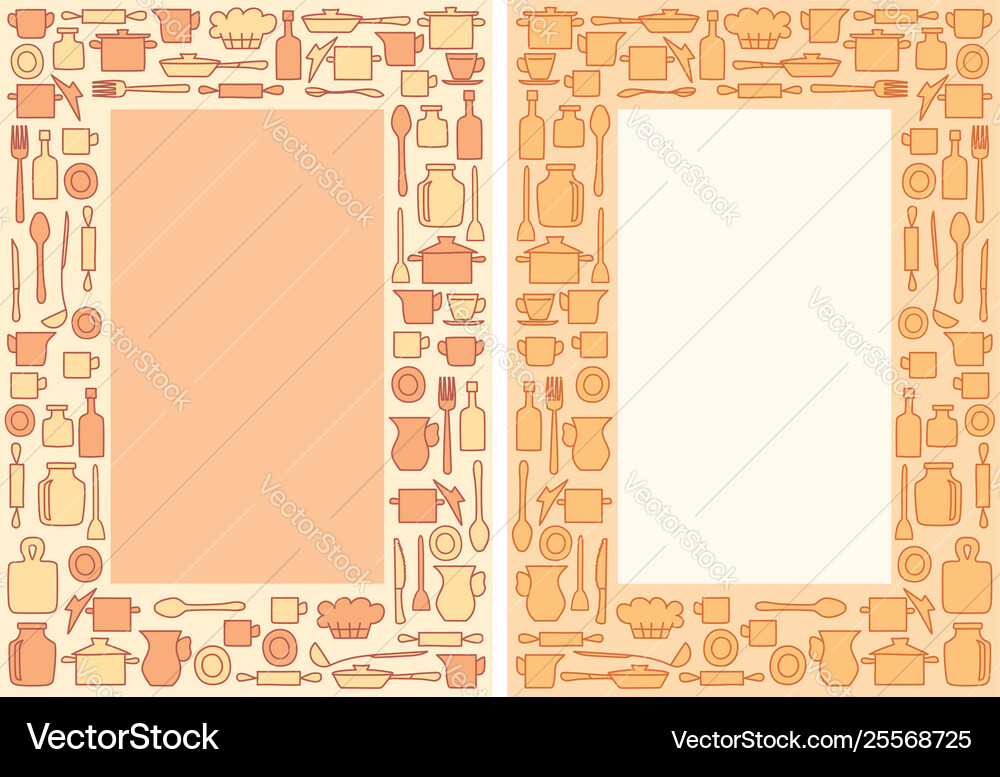 Kitchenware on a4 background - frames Royalty Free Vector