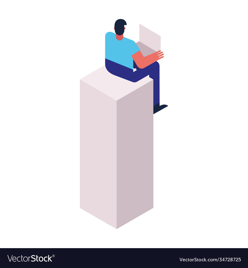 Man using laptop computer technology icon Vector Image