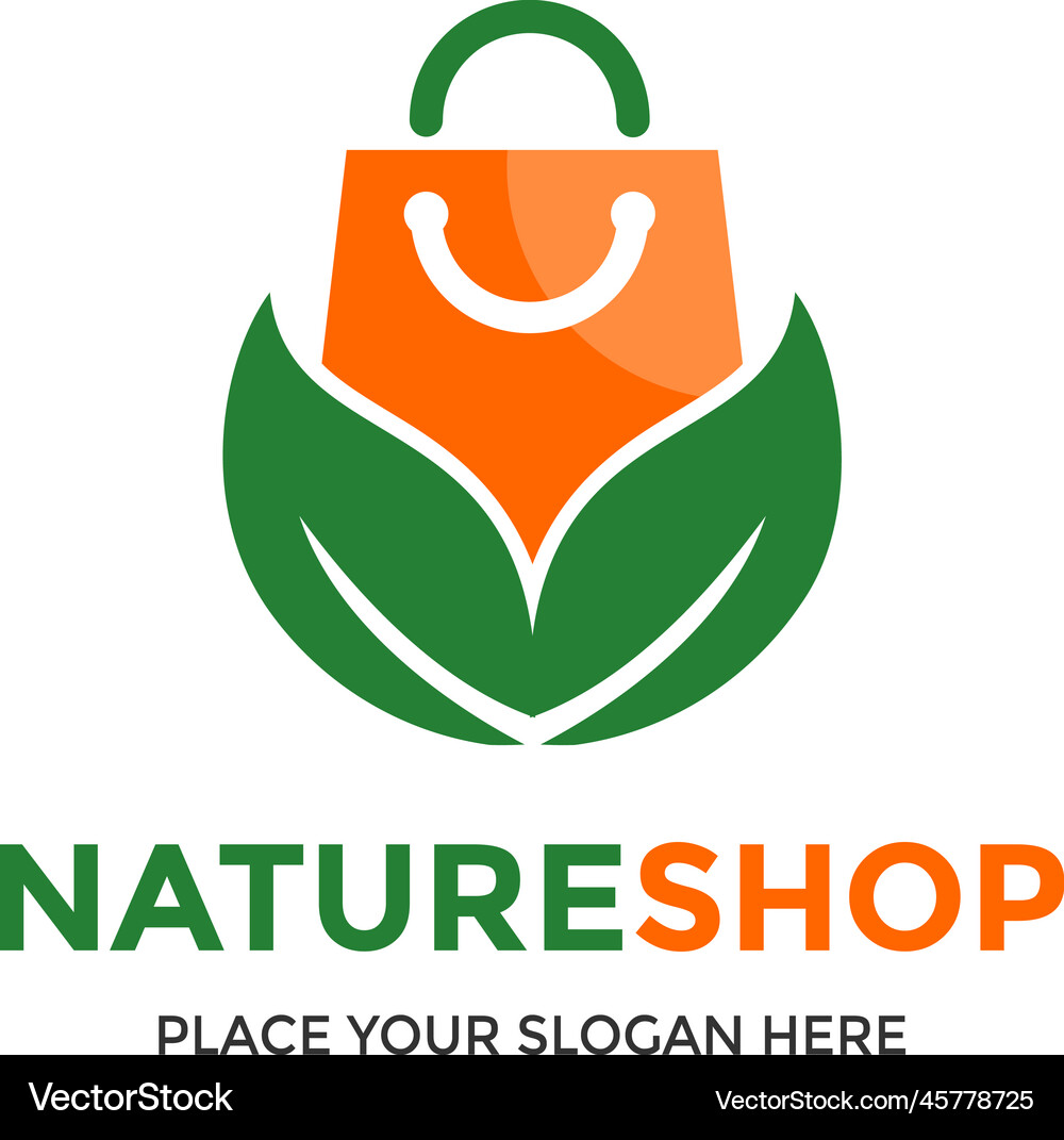 Nature shop logo template this design use bag Vector Image