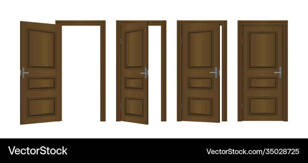 Open closed door Royalty Free Vector Image - VectorStock