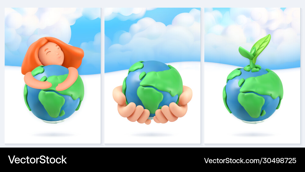 Save planet nature and ecology background 3d Vector Image