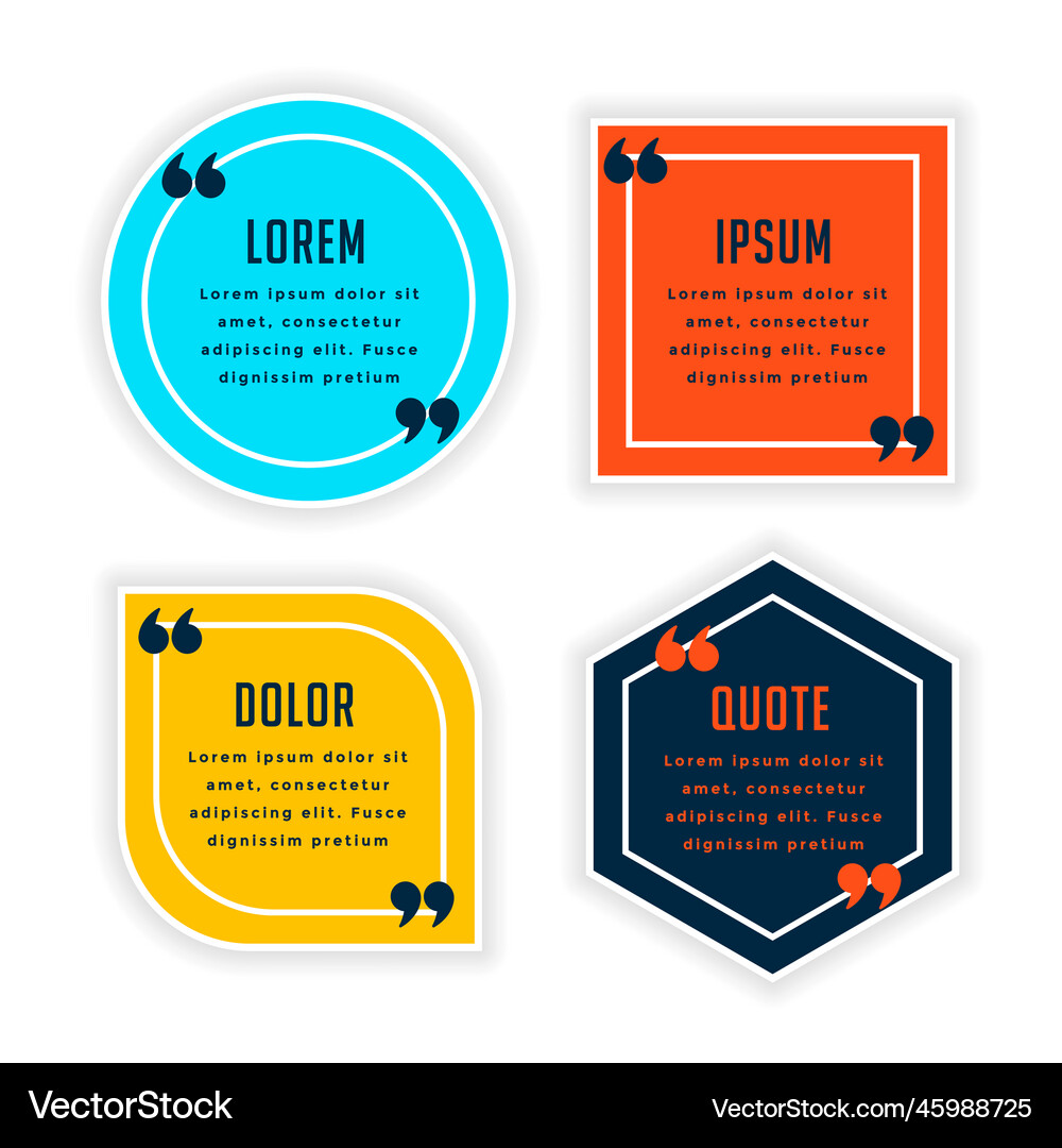 Set of four geometric quotation template design Vector Image