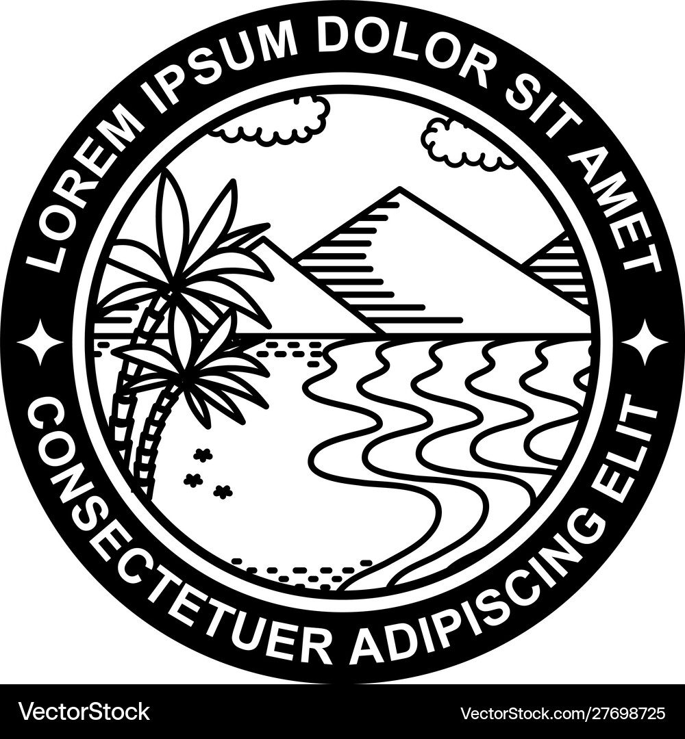 Tropical island line art design Royalty Free Vector Image