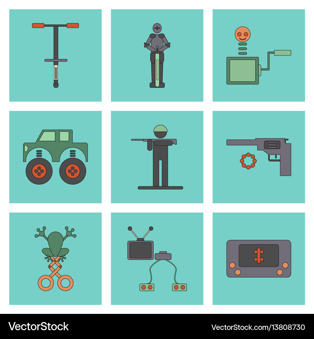 Assembly flat icons kids toys Royalty Free Vector Image