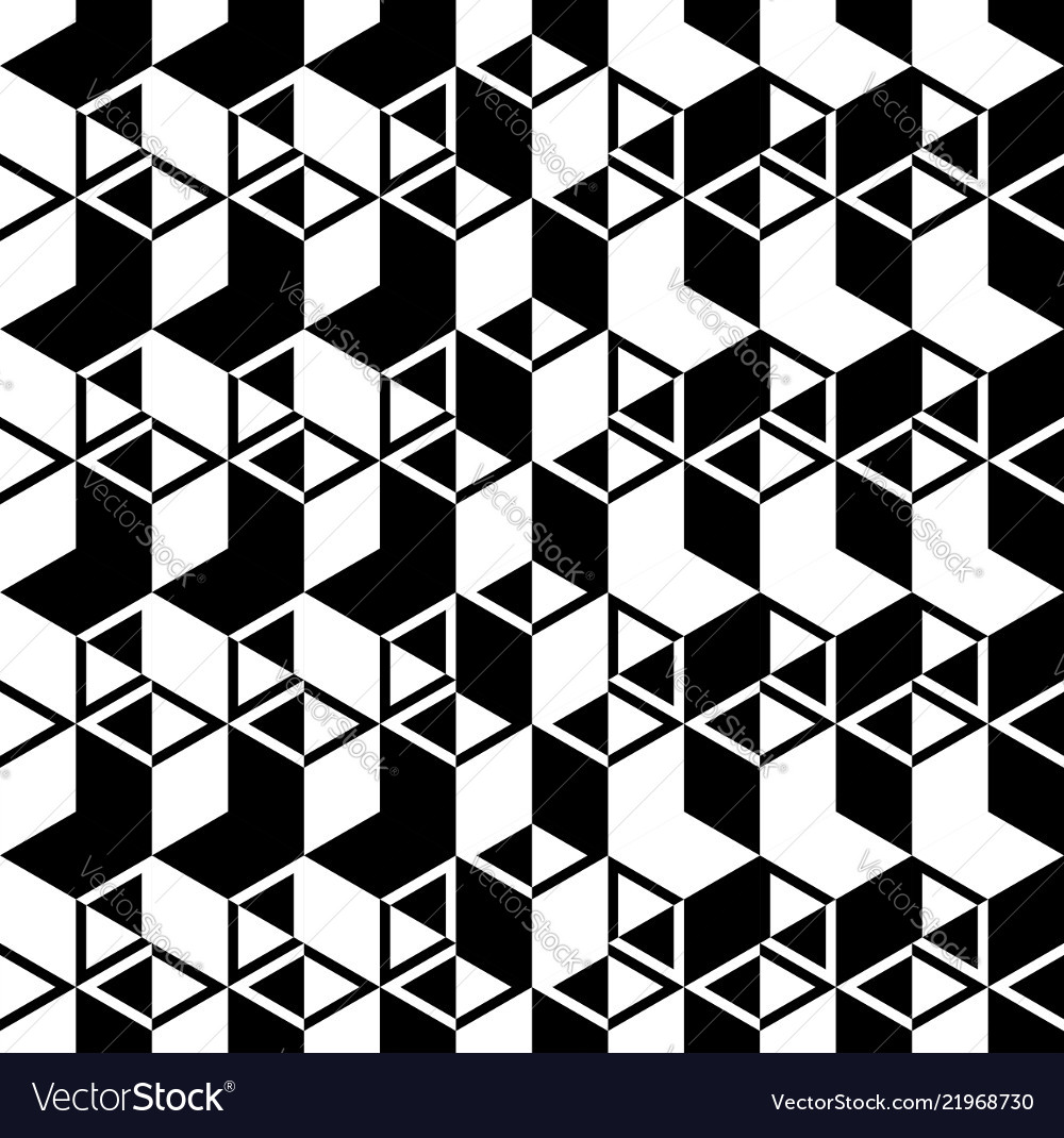 Black and white cubes pattern seamless background Vector Image