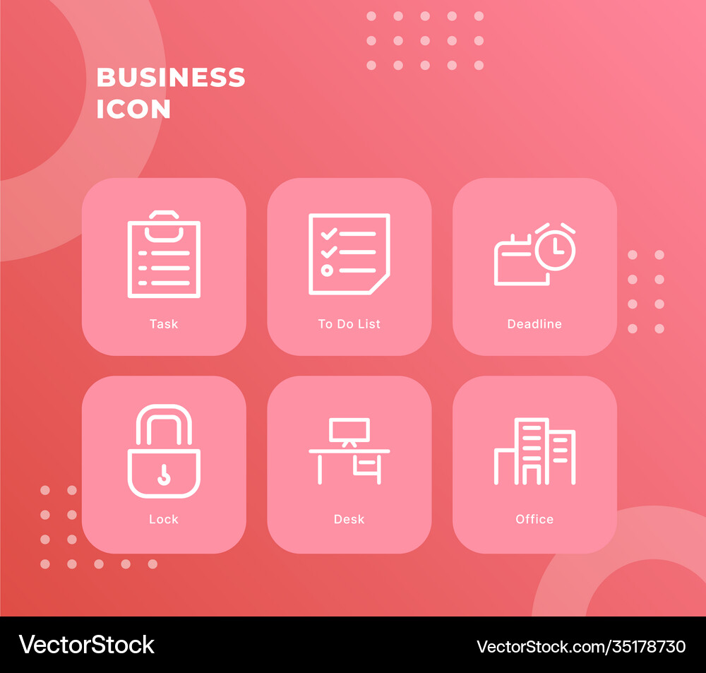 Business icon set collection package with red Vector Image