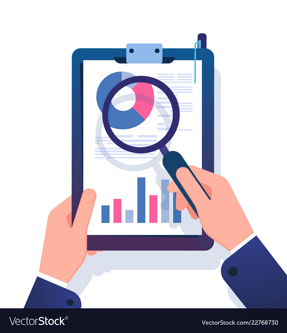 Business report concept businessman researching Vector Image Business report concept businessman researching Vector Image