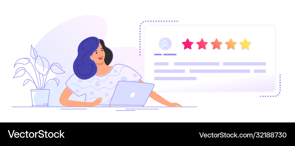 Customer review form to leave comment and rate Vector Image