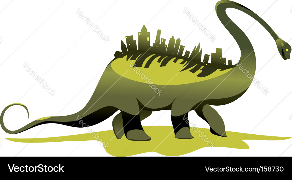 Dinosaur with buildings Royalty Free Vector Image