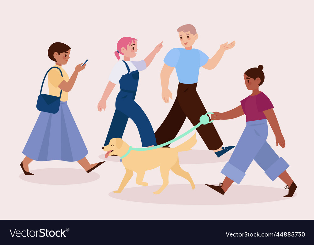 Hand drawn flat design crowd people walking Vector Image