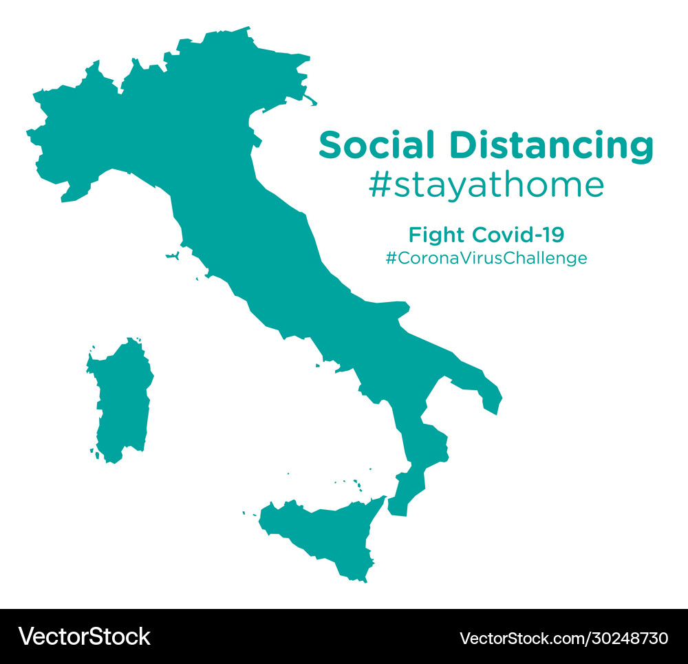 Italy map with social distancing stayathome tag Vector Image
