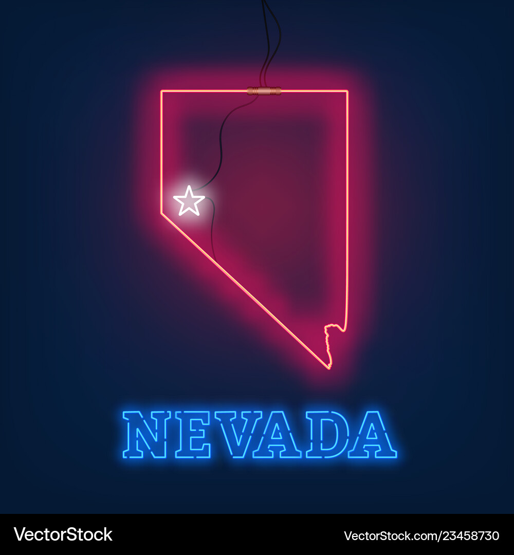 Neon map state of nevada on dark background Vector Image