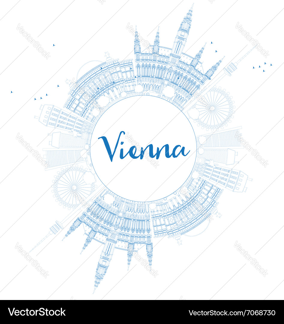 Outline vienna skyline with blue buildings Vector Image