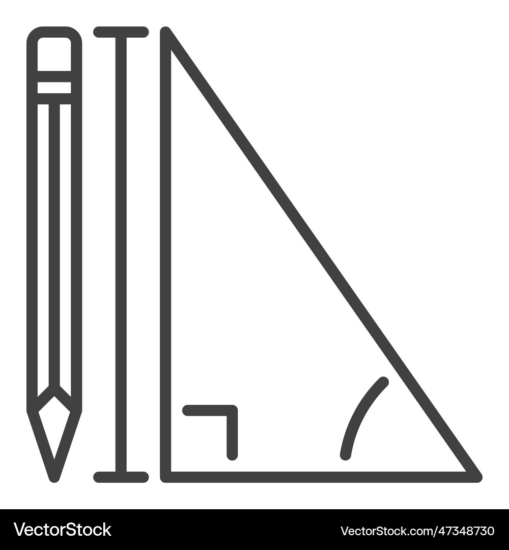 Pencil and math triangle concept line icon or sign