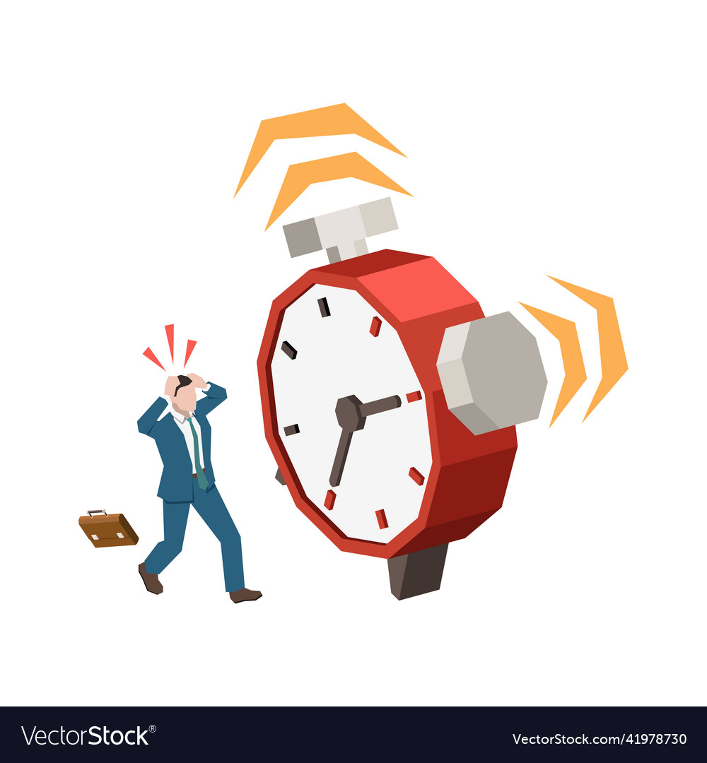 Ringing alarm clock composition Royalty Free Vector Image