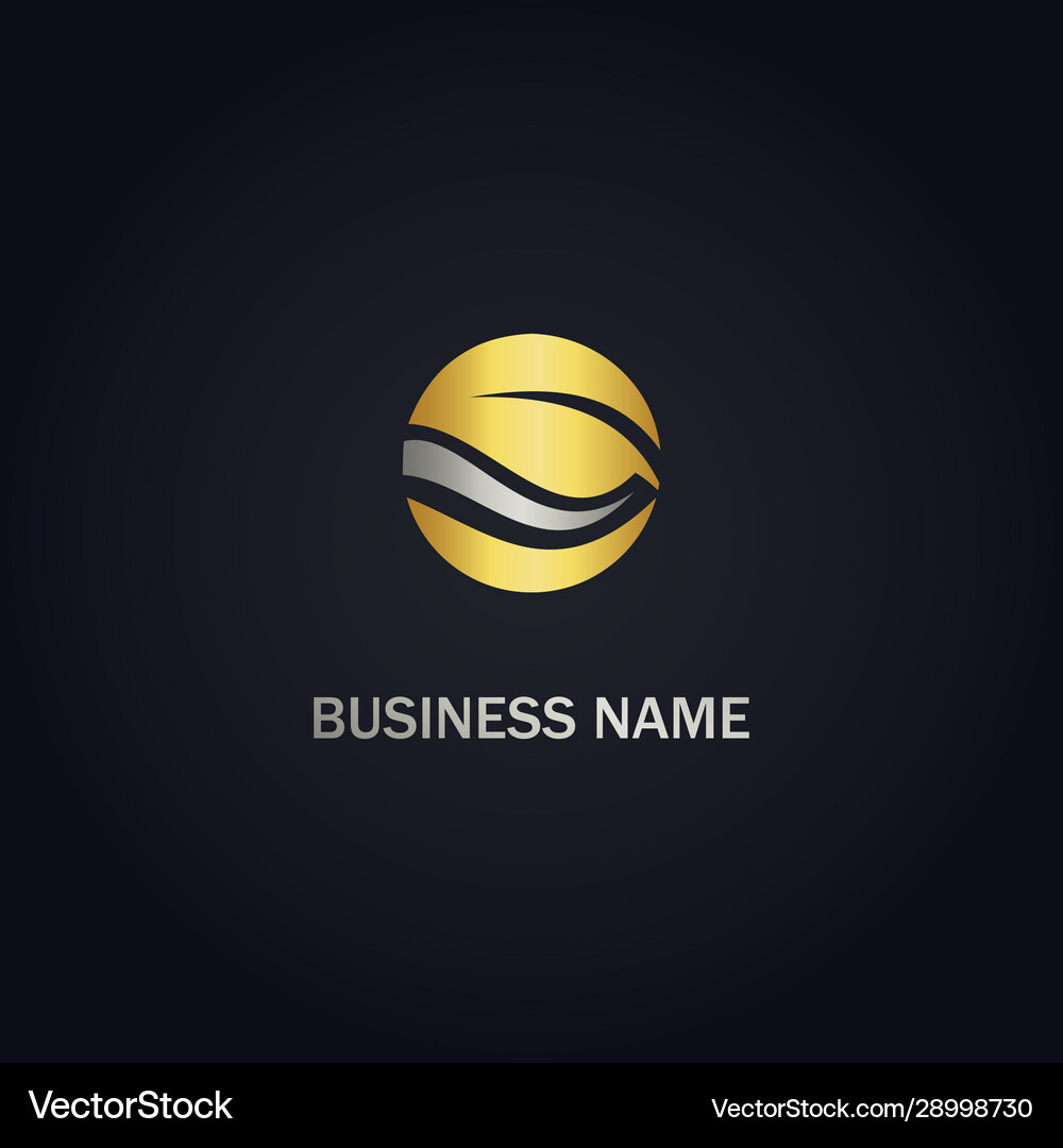 Round leaf wave water nature gold logo Royalty Free Vector