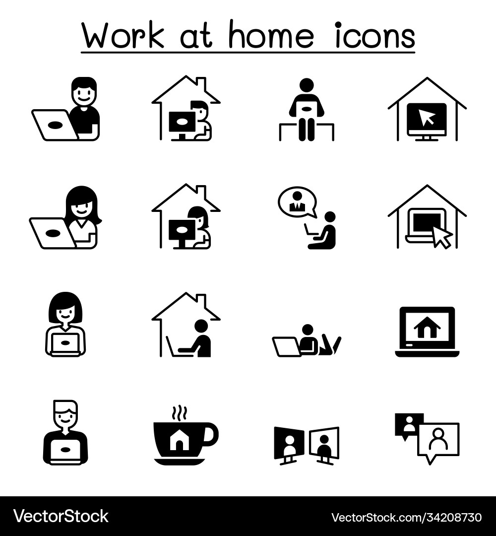 Set work at home icons contains Royalty Free Vector Image