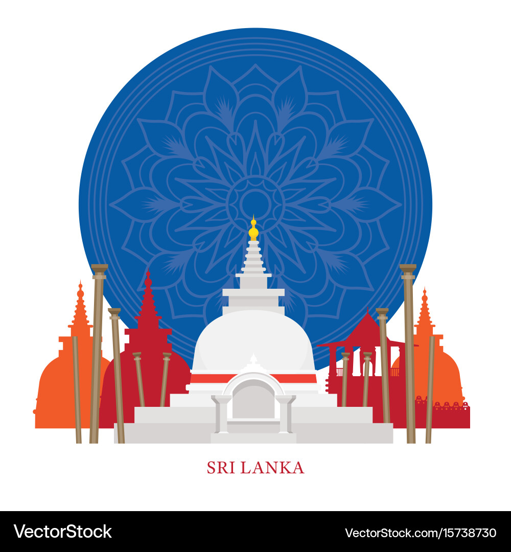 Sri lanka landmarks with decoration background Vector Image