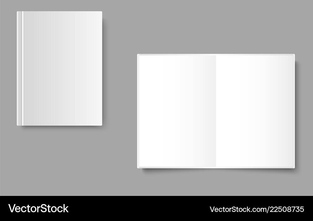 Blank opened and closed magazine template on gray Vector Image