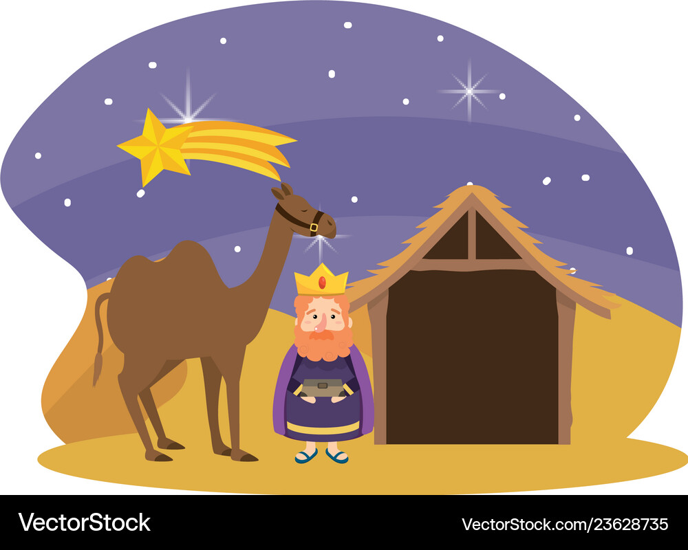Christmas nativity scene cartoon Royalty Free Vector Image