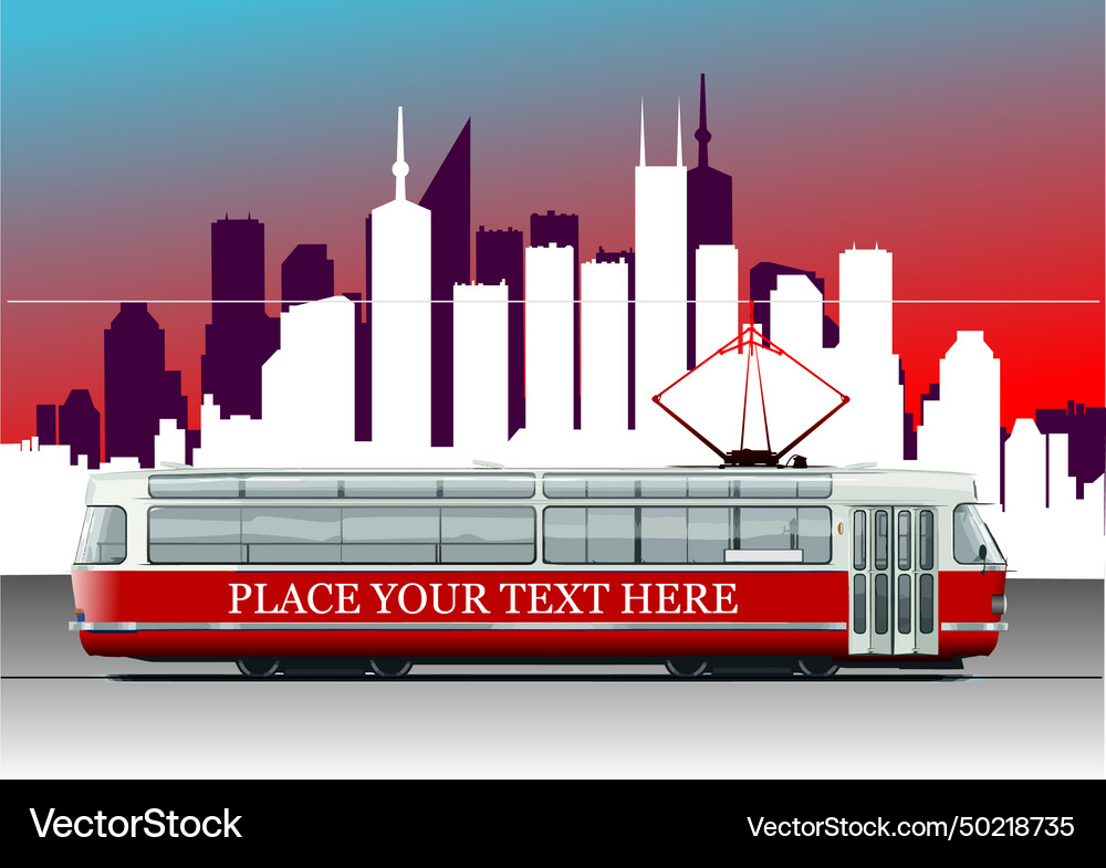 City transport modern tram colored 3d Royalty Free Vector