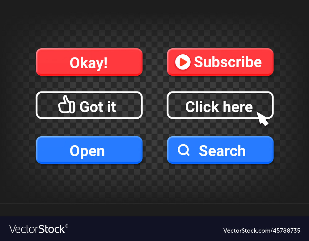 Different interface buttons set 3d objects Vector Image