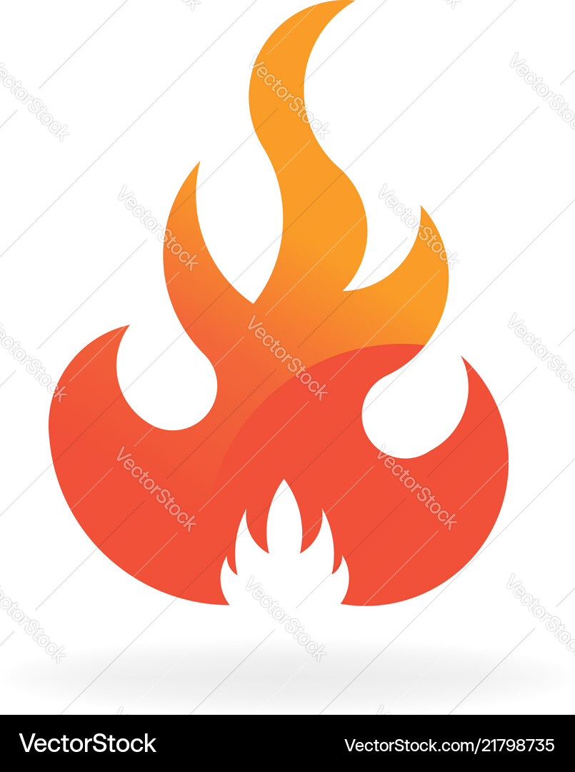 Fire flame with negative space logo symbol Vector Image