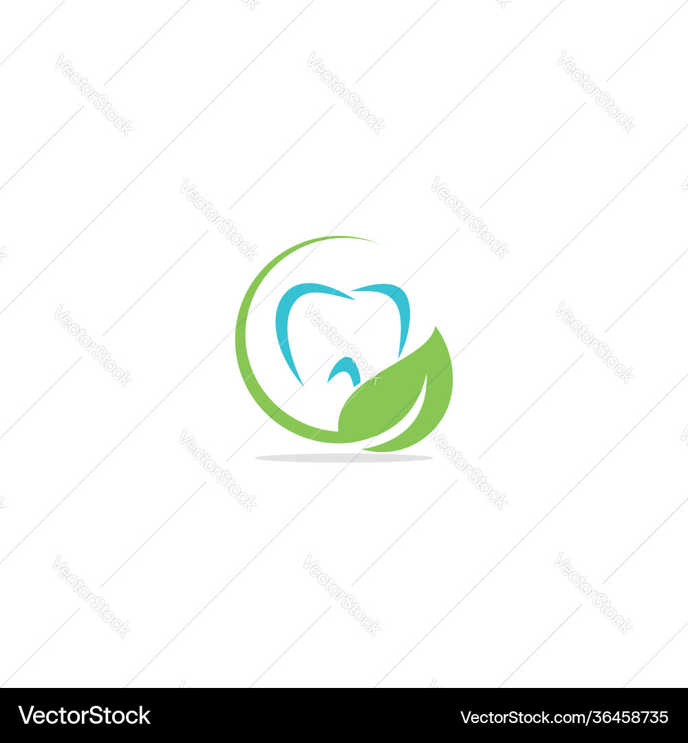 Green leaf organic dental tooth logo Royalty Free Vector