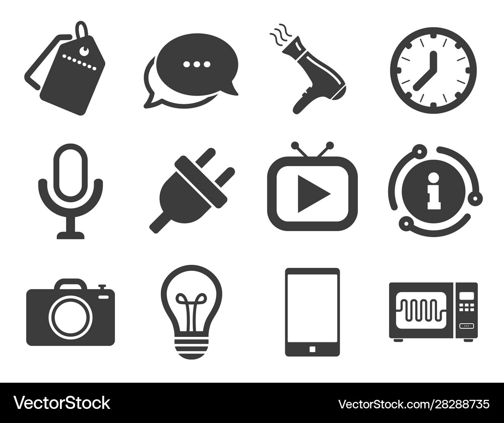 Home appliances device icons electronics sign Vector Image