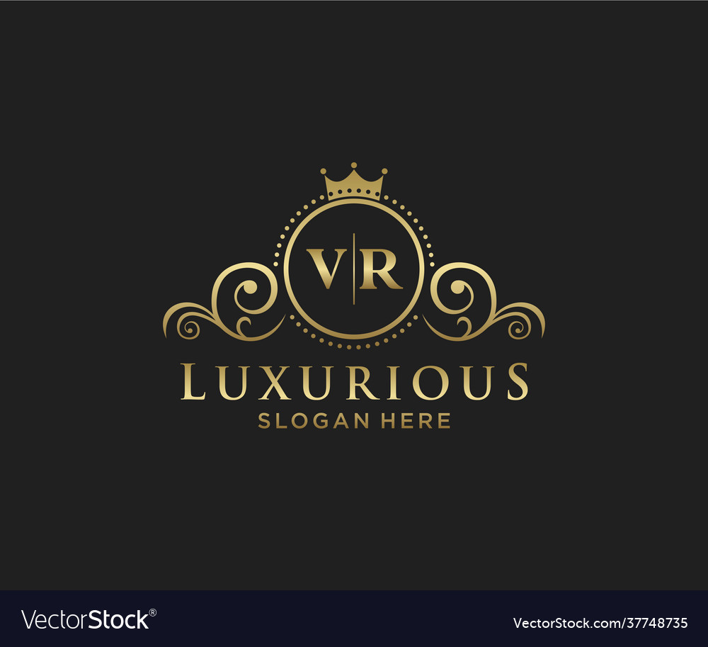 Initial vr letter royal luxury logo template Vector Image