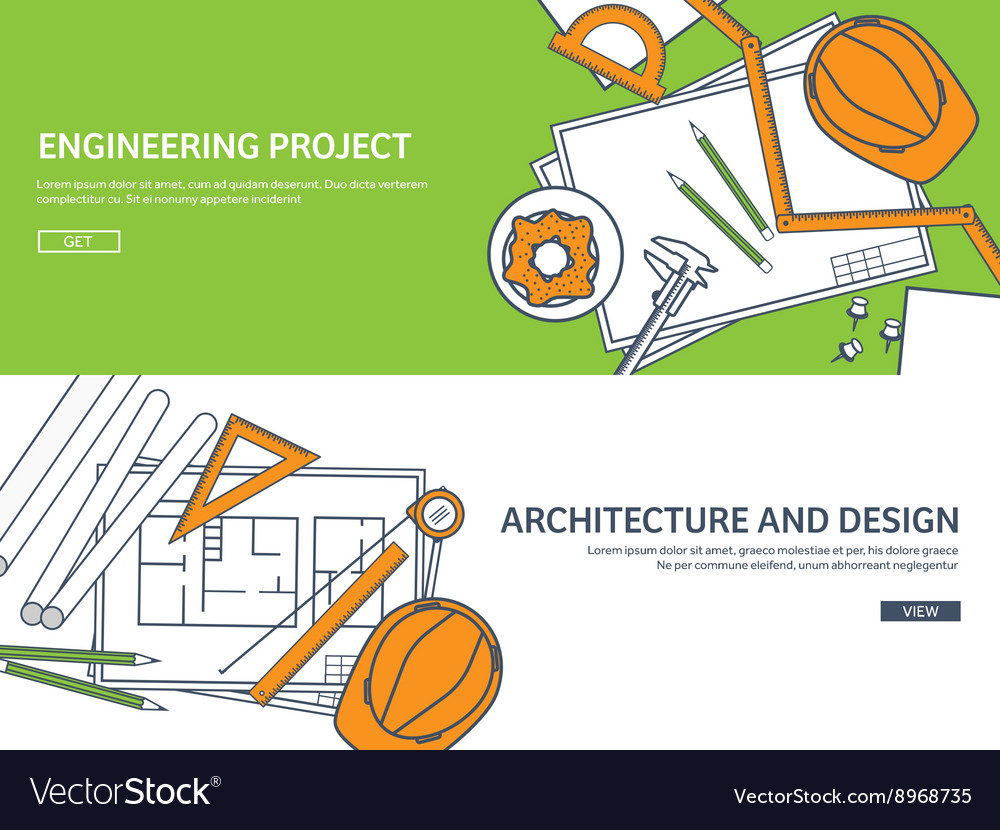 Lined outline engineering Royalty Free Vector Image