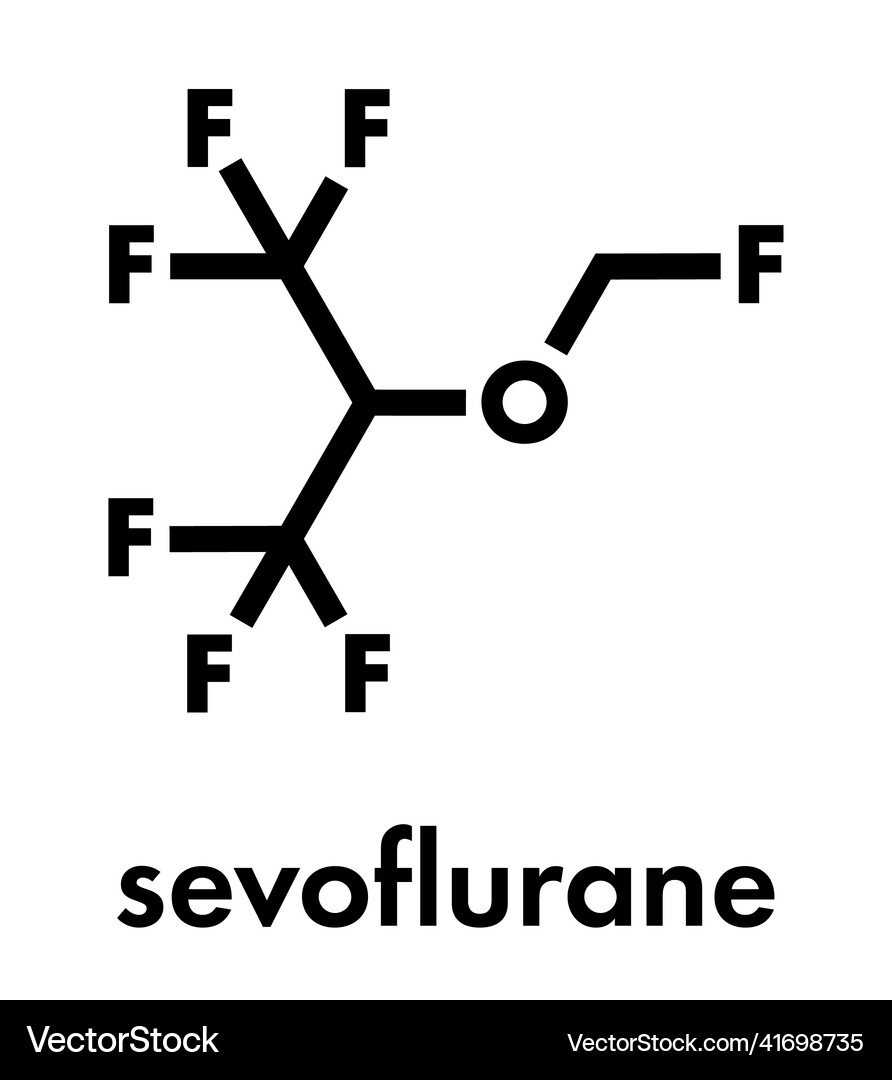 Sevoflurane inhalational anesthetic molecule Vector Image