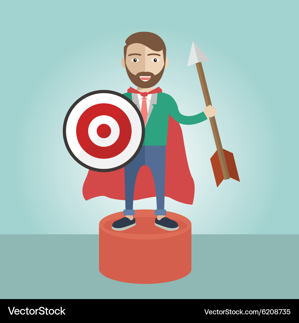 Target businessman superhero leader strategy Vector Image