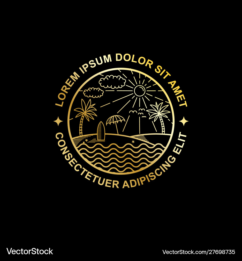 Tropical island line art design Royalty Free Vector Image