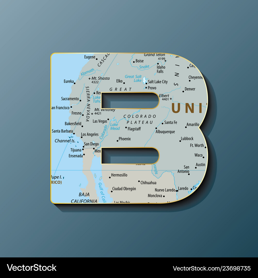Uppercase letter b with map to use monograms Vector Image