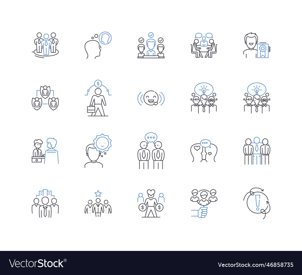 Workforce squad line icons collection teamwork Vector Image Workforce squad line icons collection teamwork Vector Image
