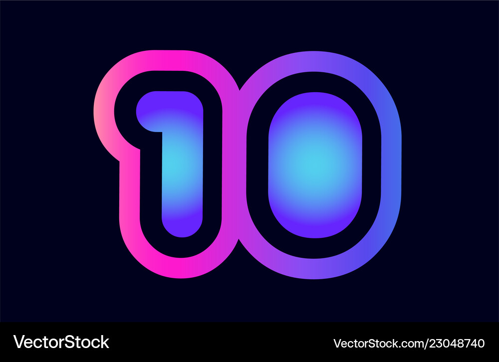10 pink blue gradient number logo icon design Vector Image