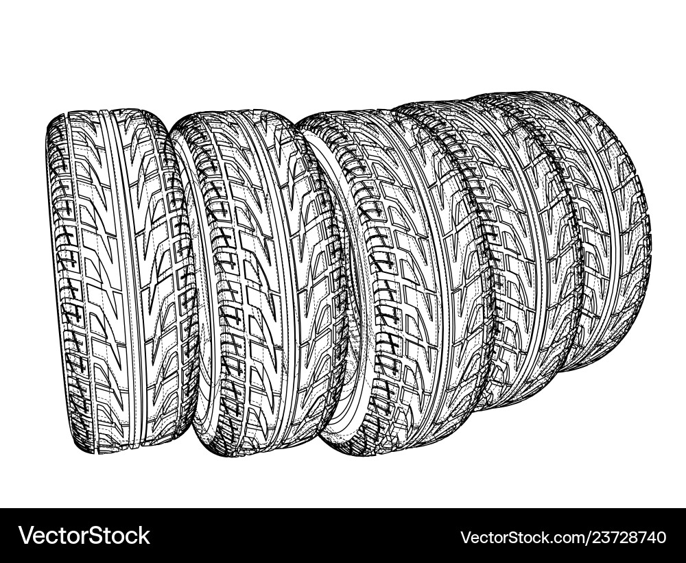 Car tires concept rendering of 3d Royalty Free Vector Image