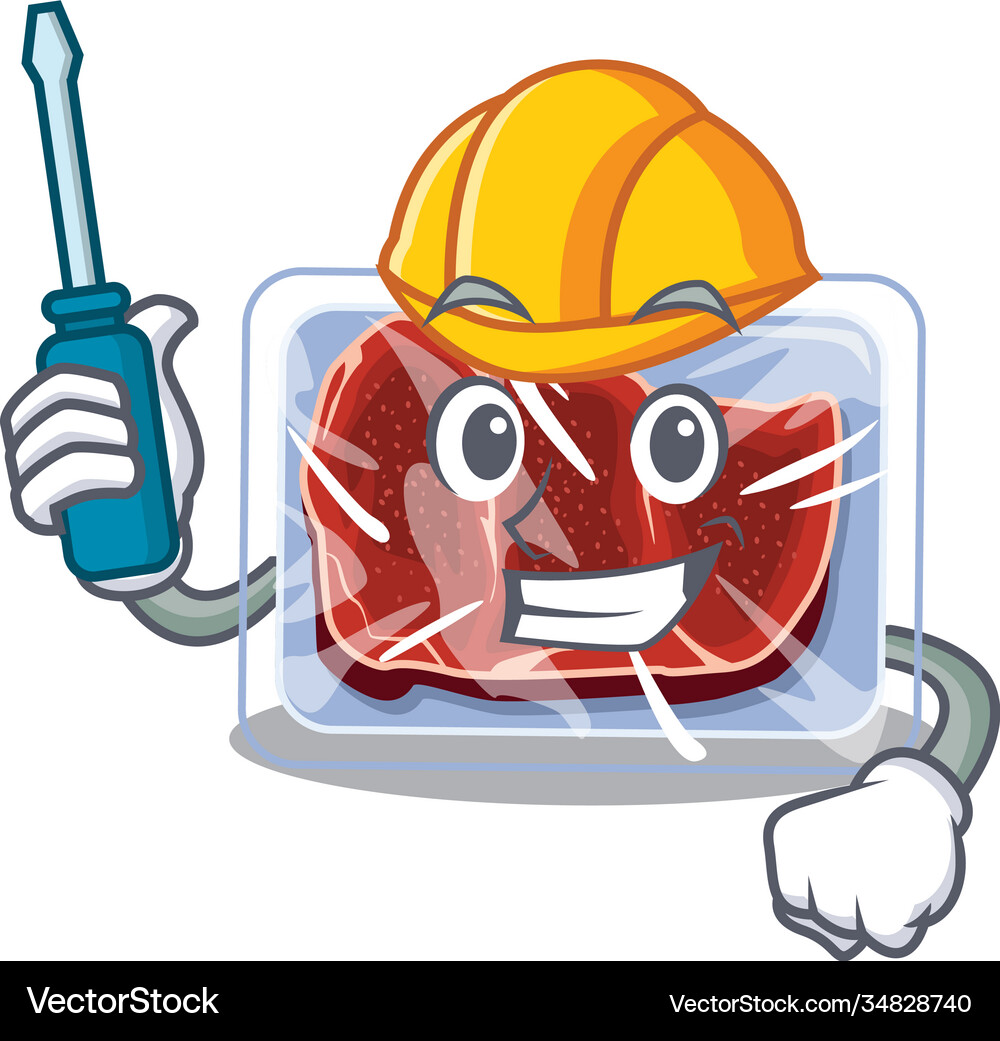 Cartoon character frozen beef worked Royalty Free Vector