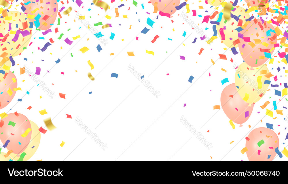 Celebration background with balloons and confetti Vector Image