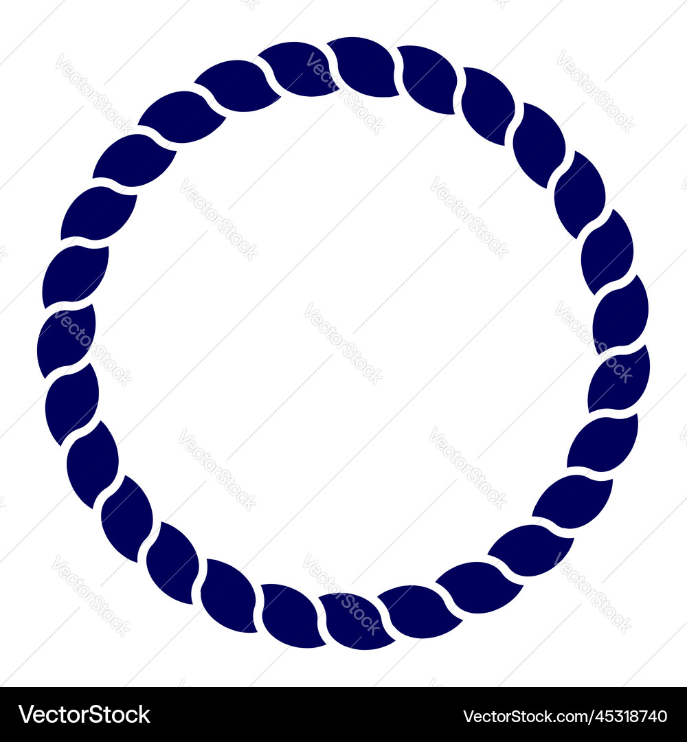 Circle blue navy rope line art isolated Royalty Free Vector