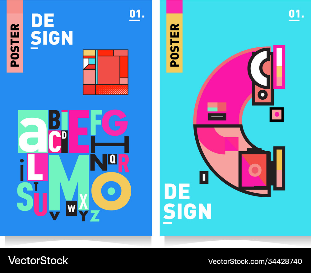 Covers design set with retro style cool geometric Vector Image