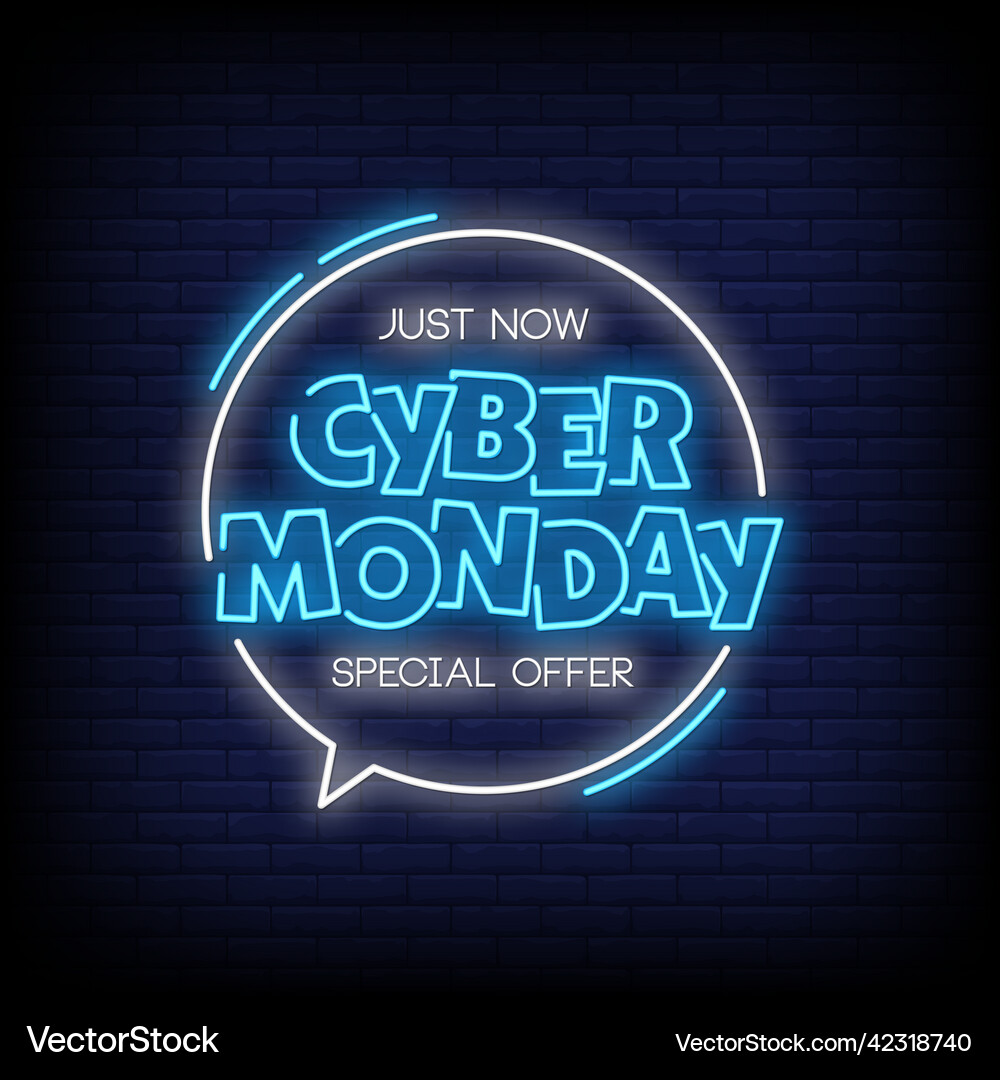Cyber monday neon signs style text Royalty Free Vector Image