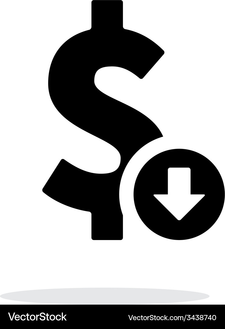 Falling Dollar Exchange Rate Icon Royalty Free Vector Image