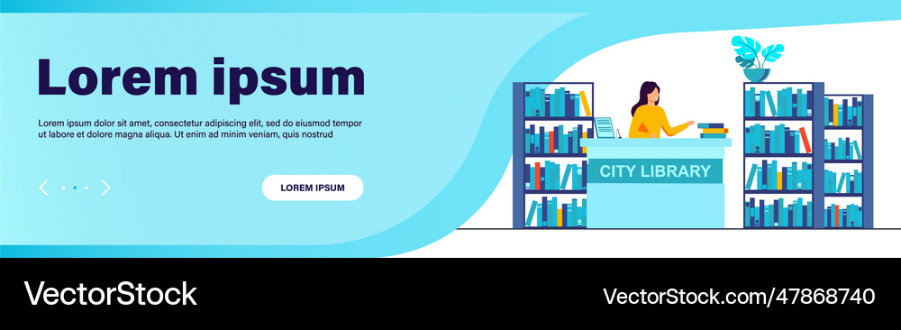 Female smiling librarian standing at counter Vector Image