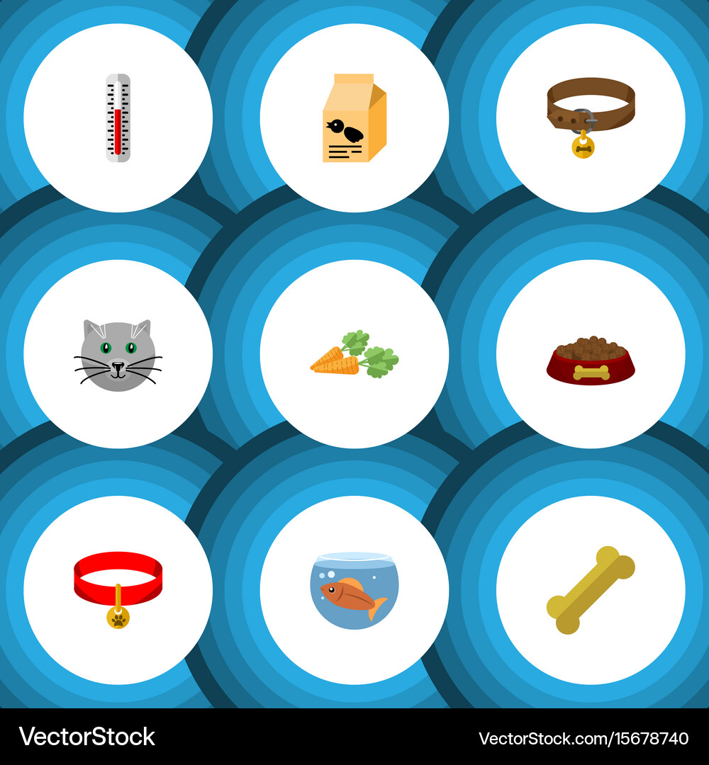 Flat icon animal set temperature measurement Vector Image