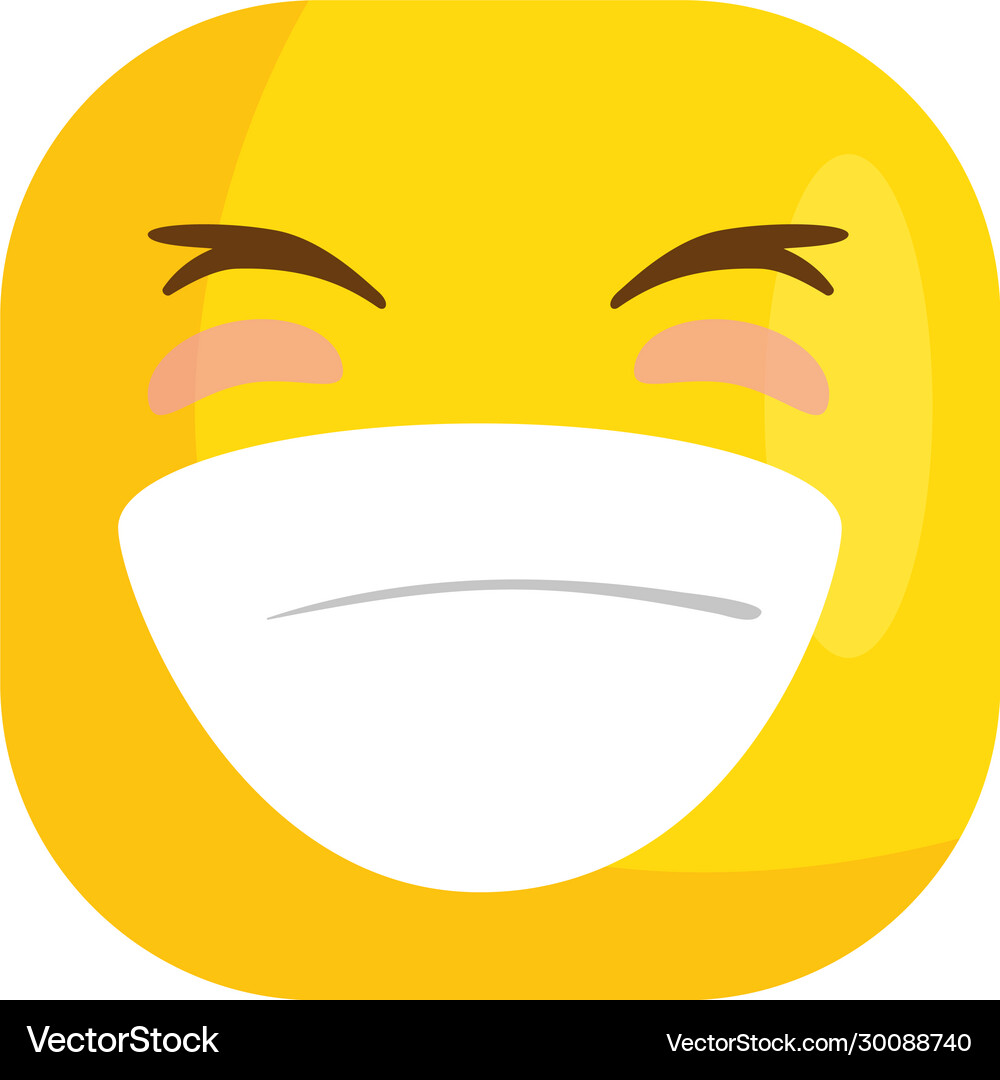 Funny square emoticon smiling isolated icon Vector Image